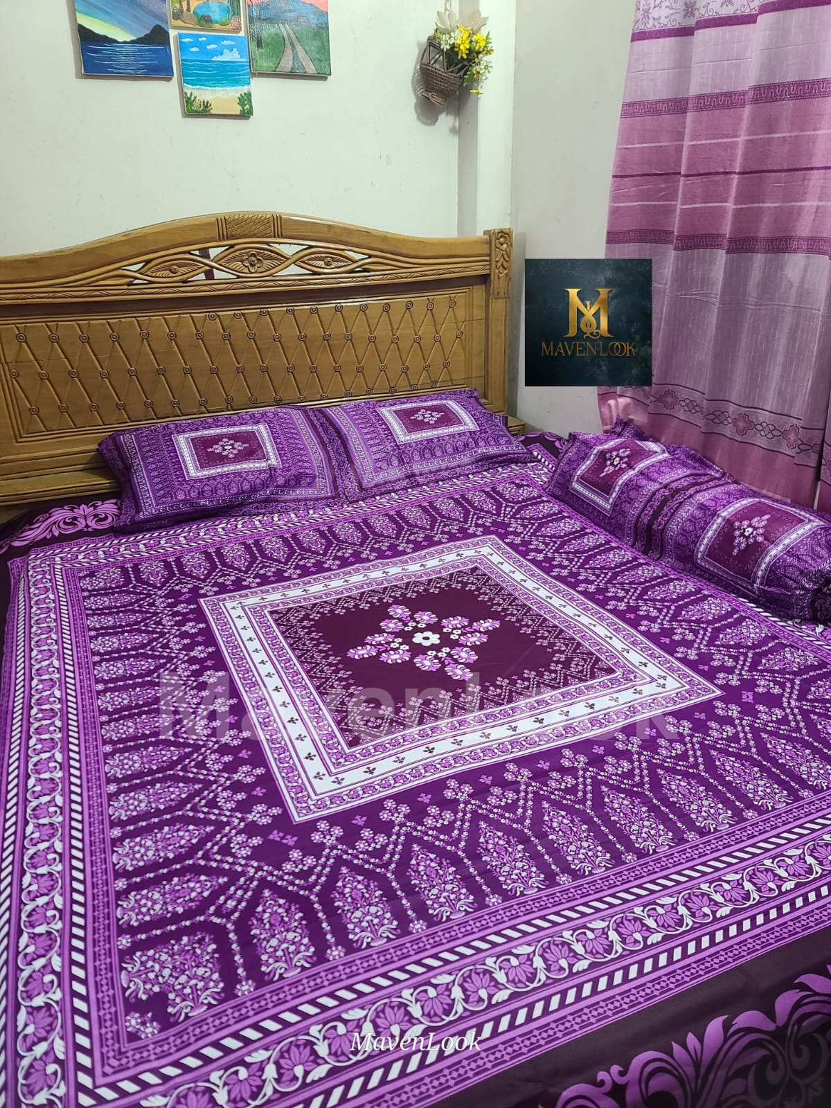 Royal Block Print Purple Base Bed Sheet – MavenLook