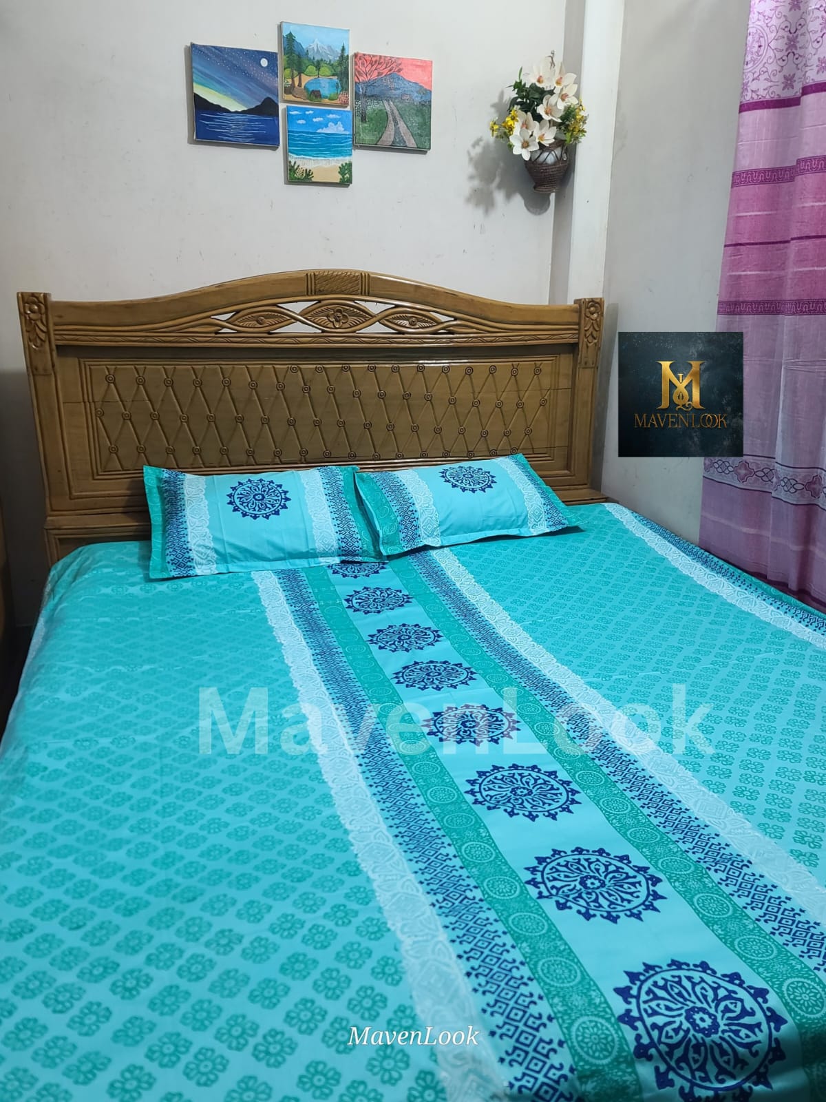 Aqua Block Heritage Bed Sheet – MavenLook
